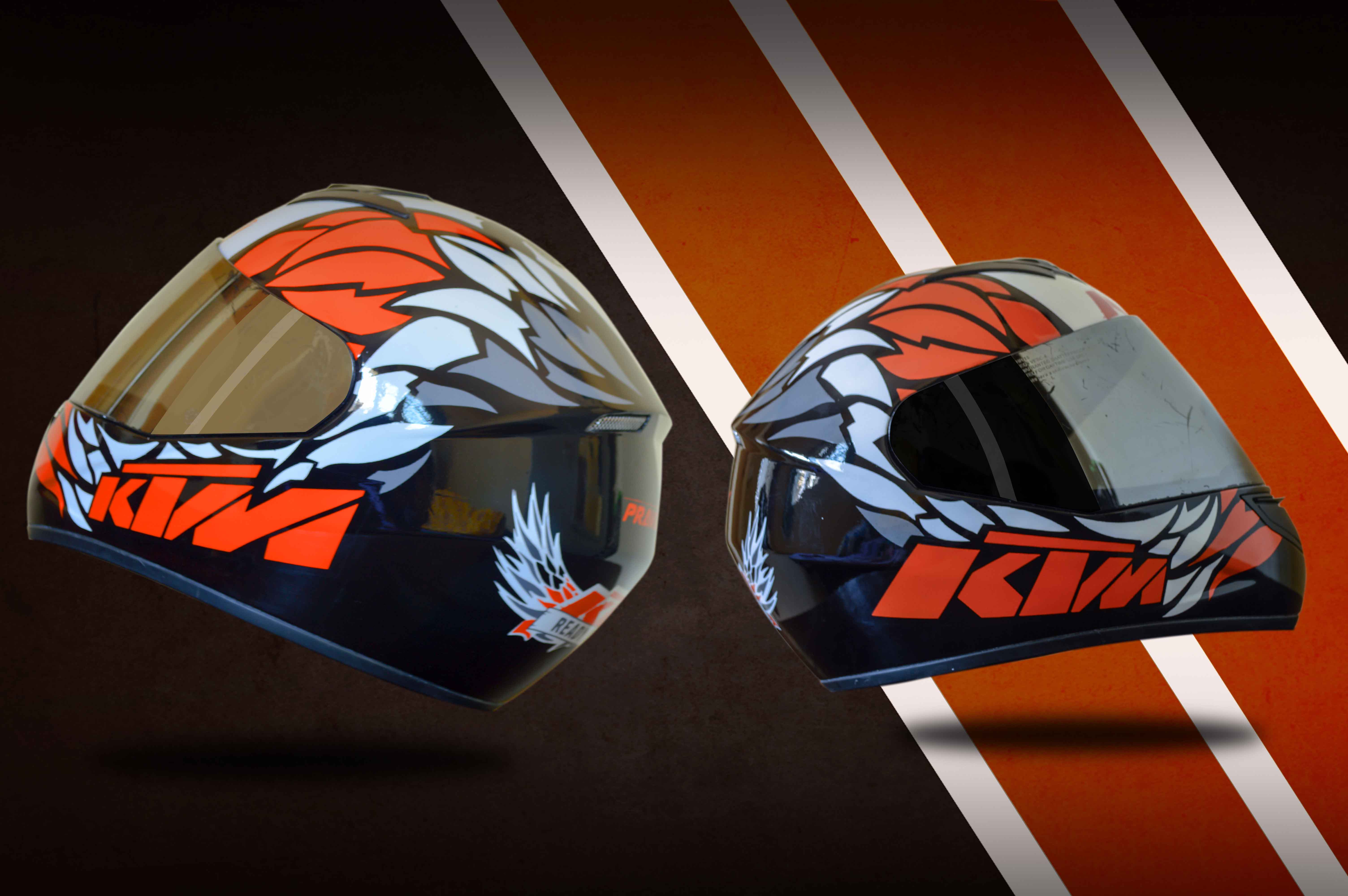 KTM Themed Helmet | Custom painted | Airbrush, Handcrafted
